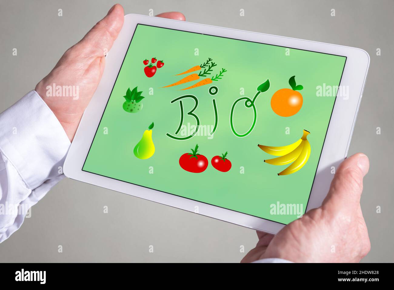 Tablet screen displaying a bio concept Stock Photo - Alamy