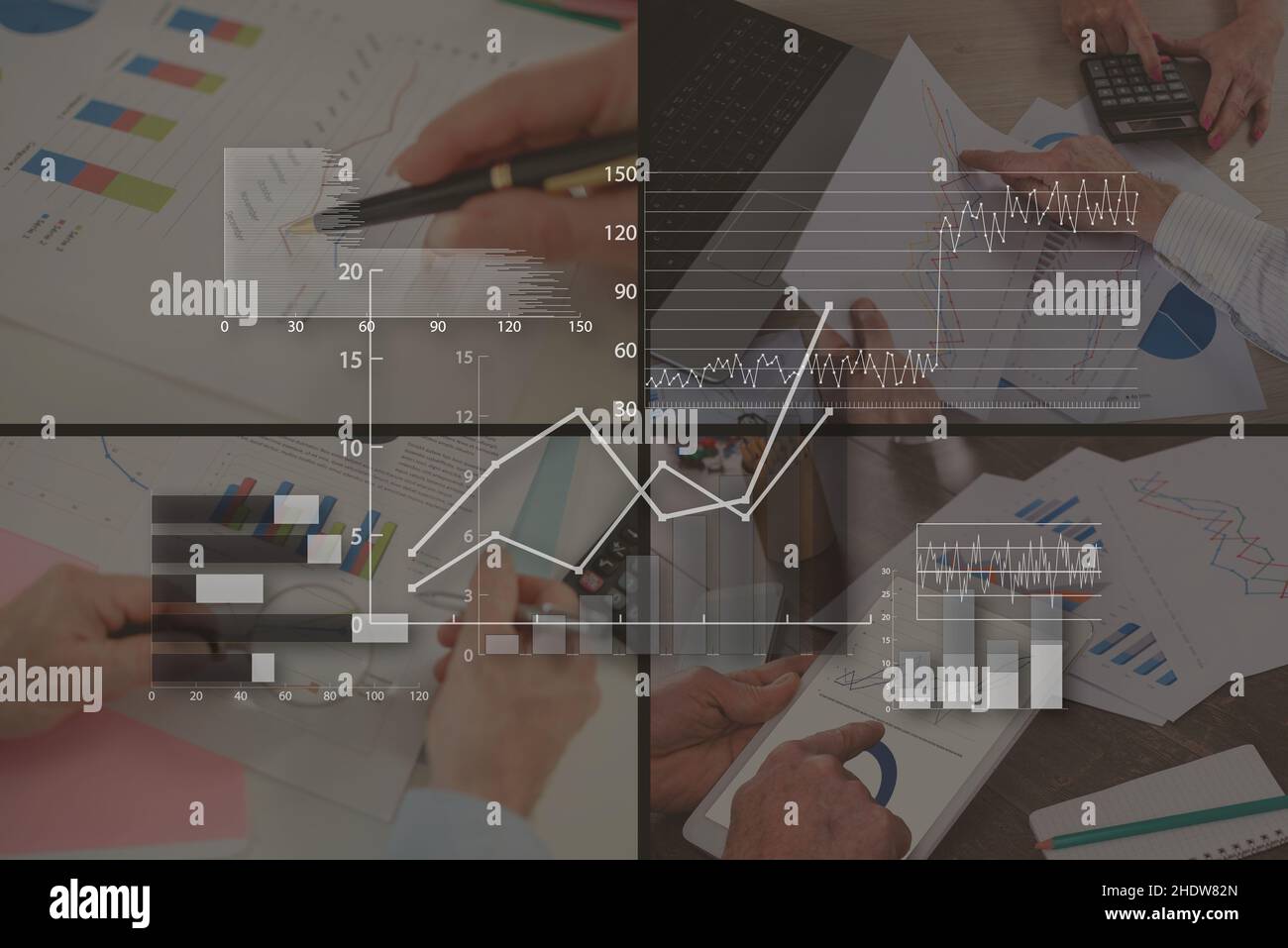 Business analysis concept illustrated by pictures on background Stock ...