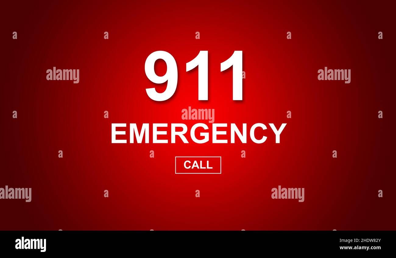 911 emergency number on red background Stock Photo - Alamy