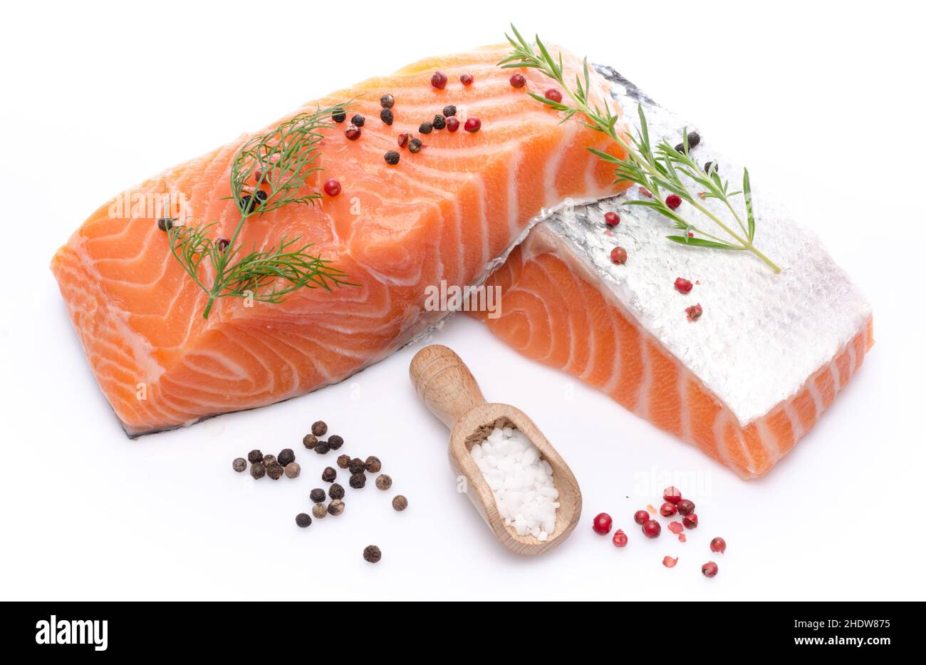Fresh red salmon fillets on Cut Out Stock Images & Pictures - Alamy