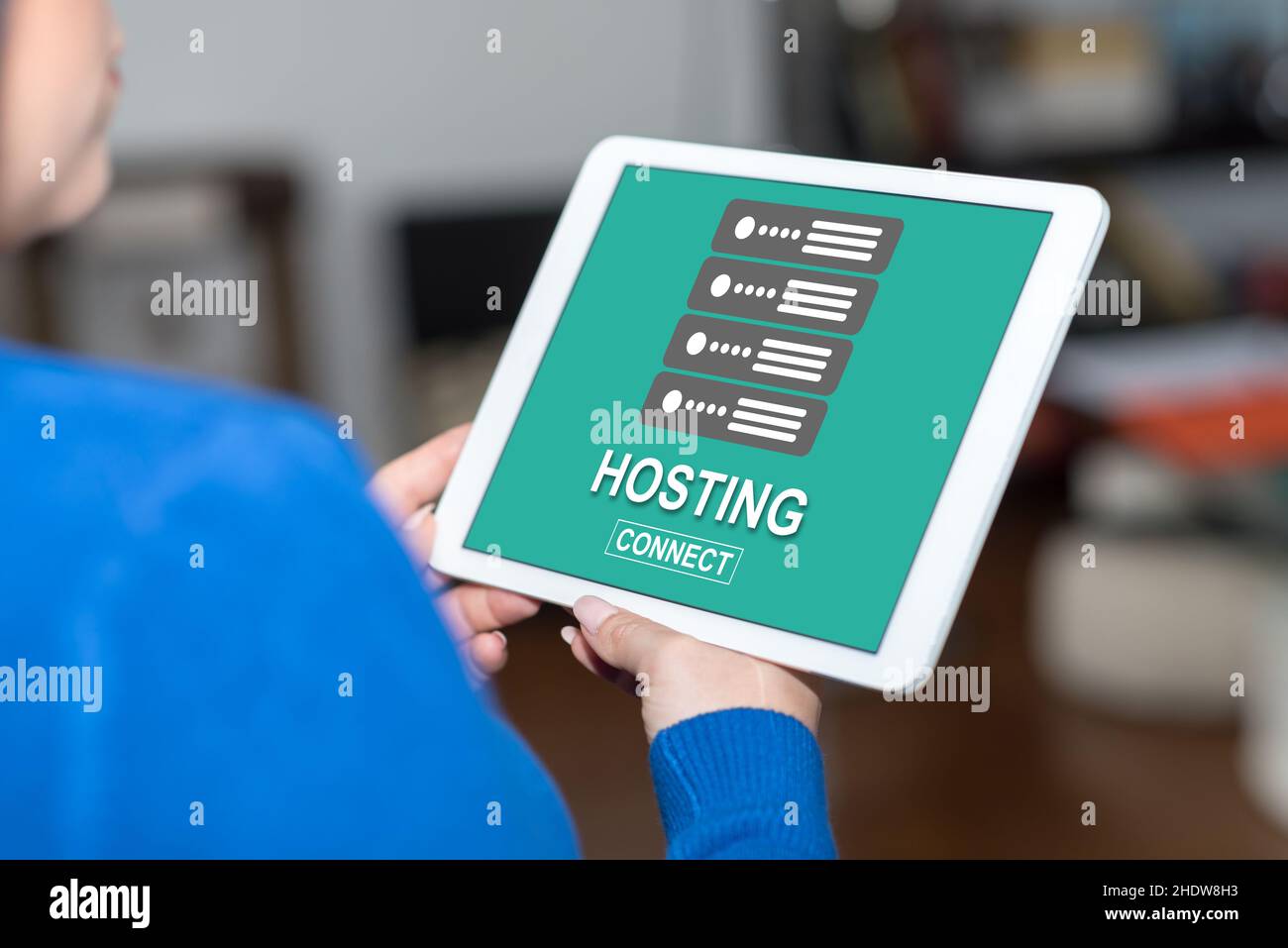 Tablet screen displaying a hosting concept Stock Photo - Alamy