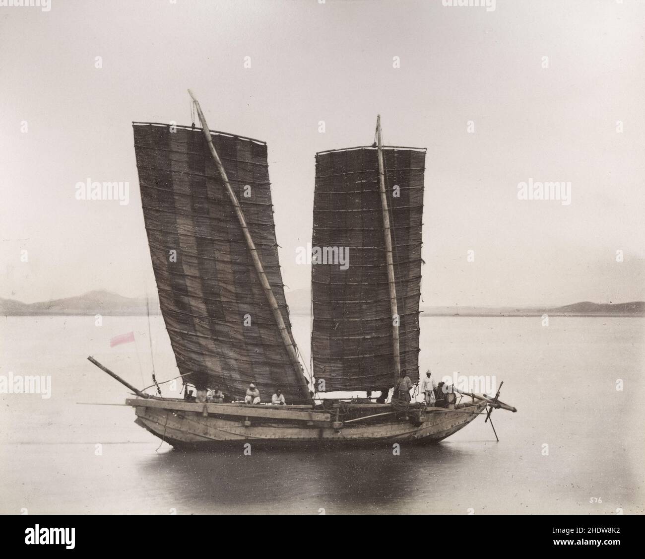 Vintage 19th century photograph, Japan: c.1870's Japanese cargo ship ...