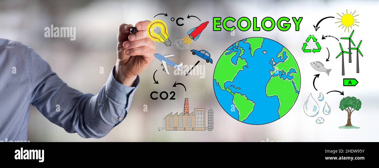 Man drawing an ecology concept Stock Photo - Alamy