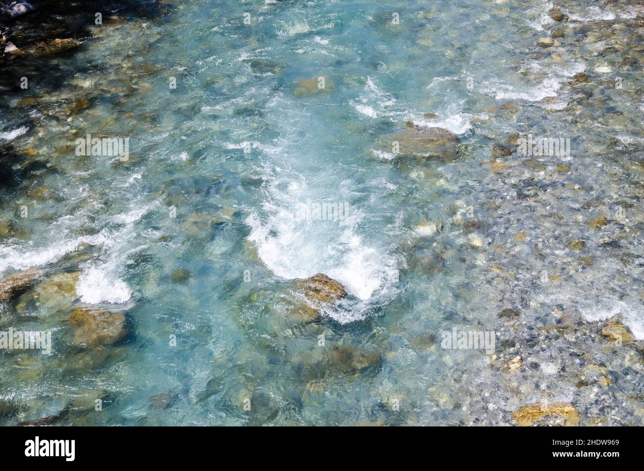 Top view of streaming river Stock Photo - Alamy
