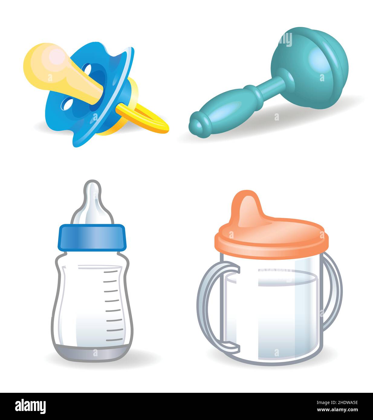 Various illustrated baby infant paraphernalia dummy pacifier bottles ...