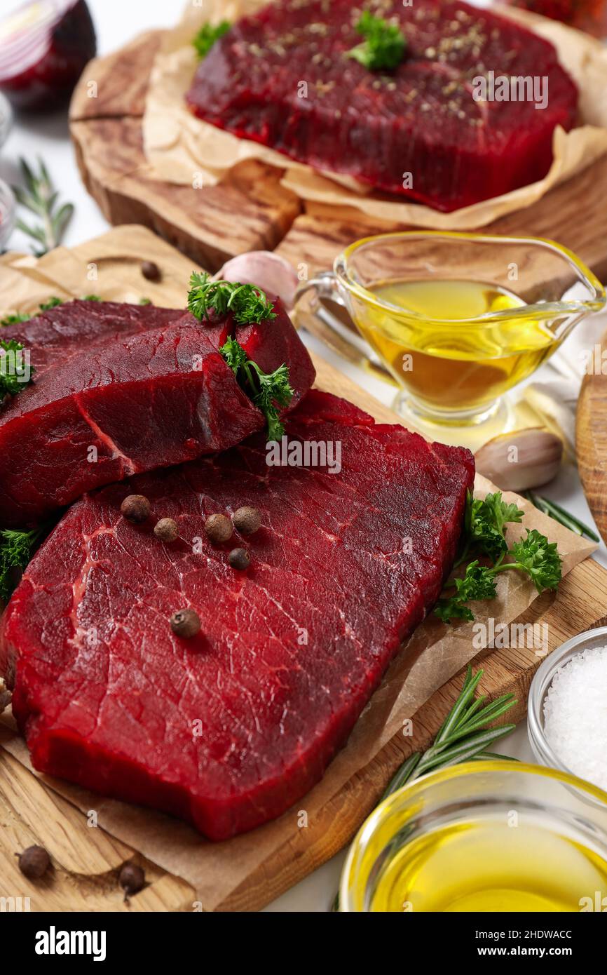 Raw steak close up hi-res stock photography and images - Alamy