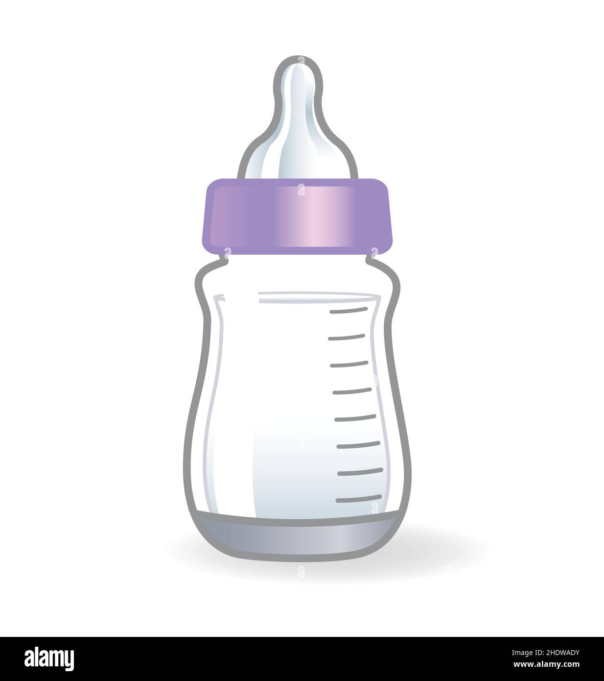 baby bottle full of milk formula cartoon with pastel purple top and ...