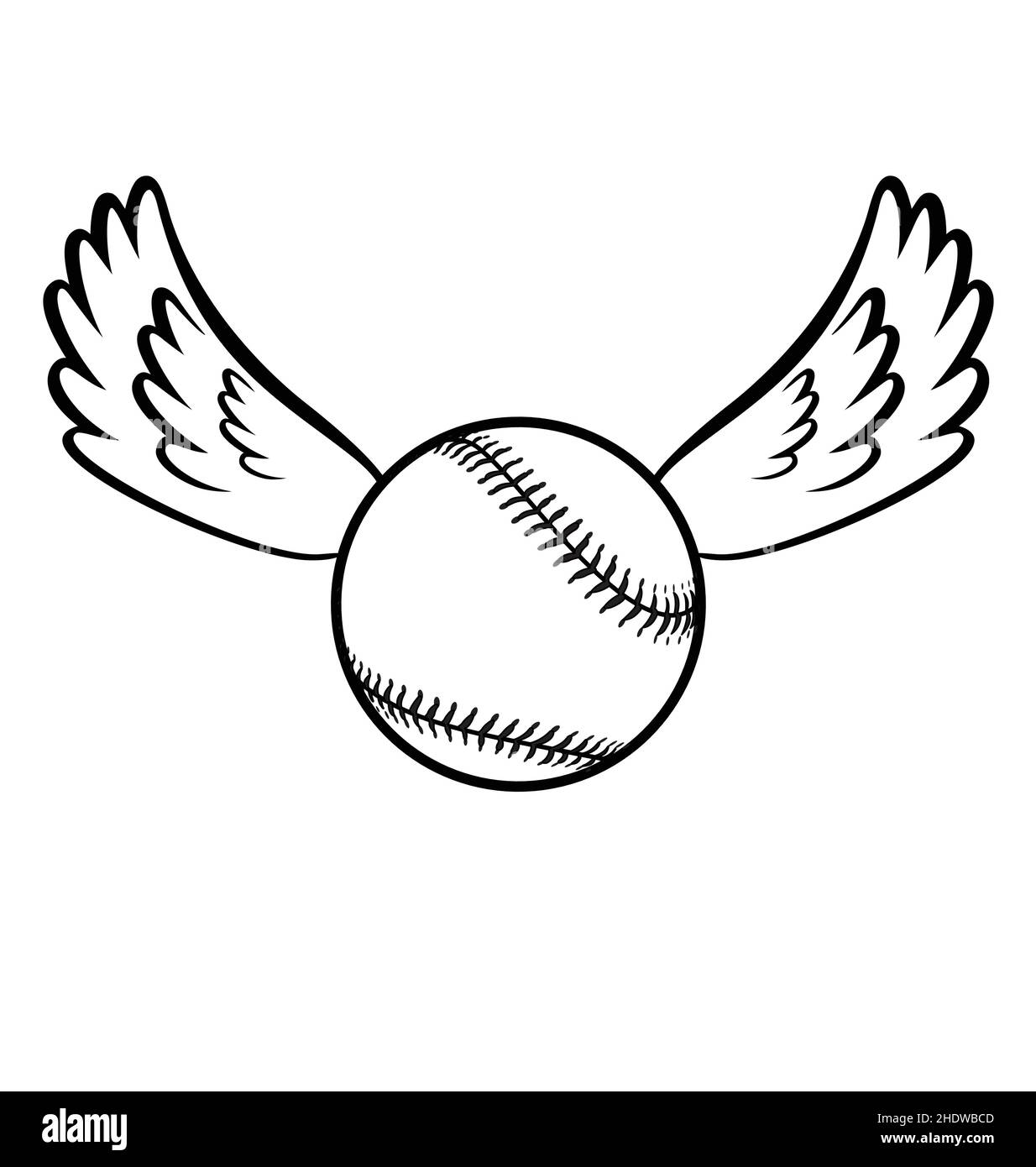 Black and White Baseball base ball outline with wings stylized concept ...