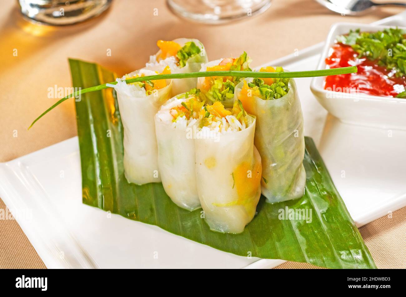 dip, spring rolls, dips, spring roll Stock Photo - Alamy