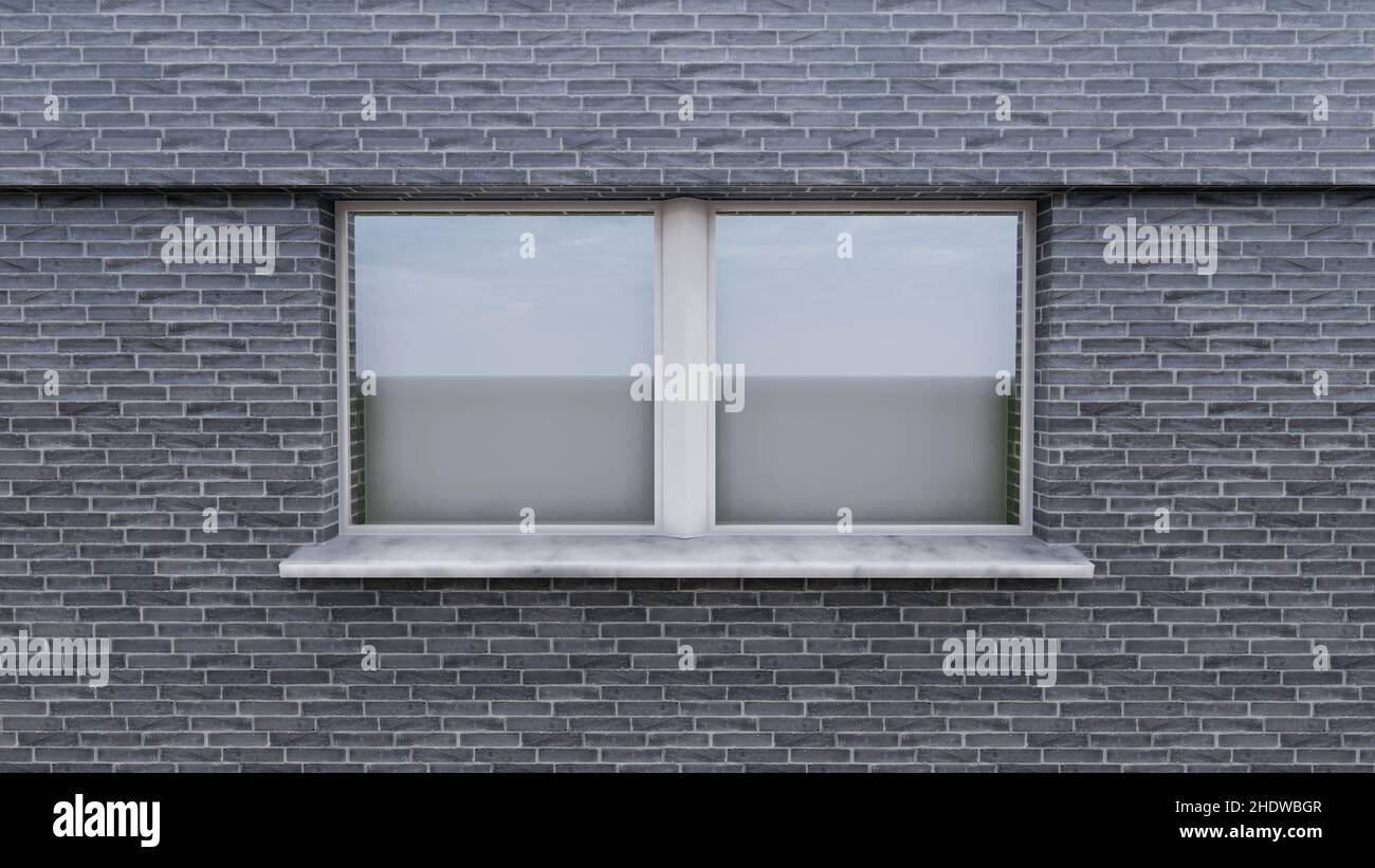 Metal frame with glass sheets on material wall Stock Photo - Alamy