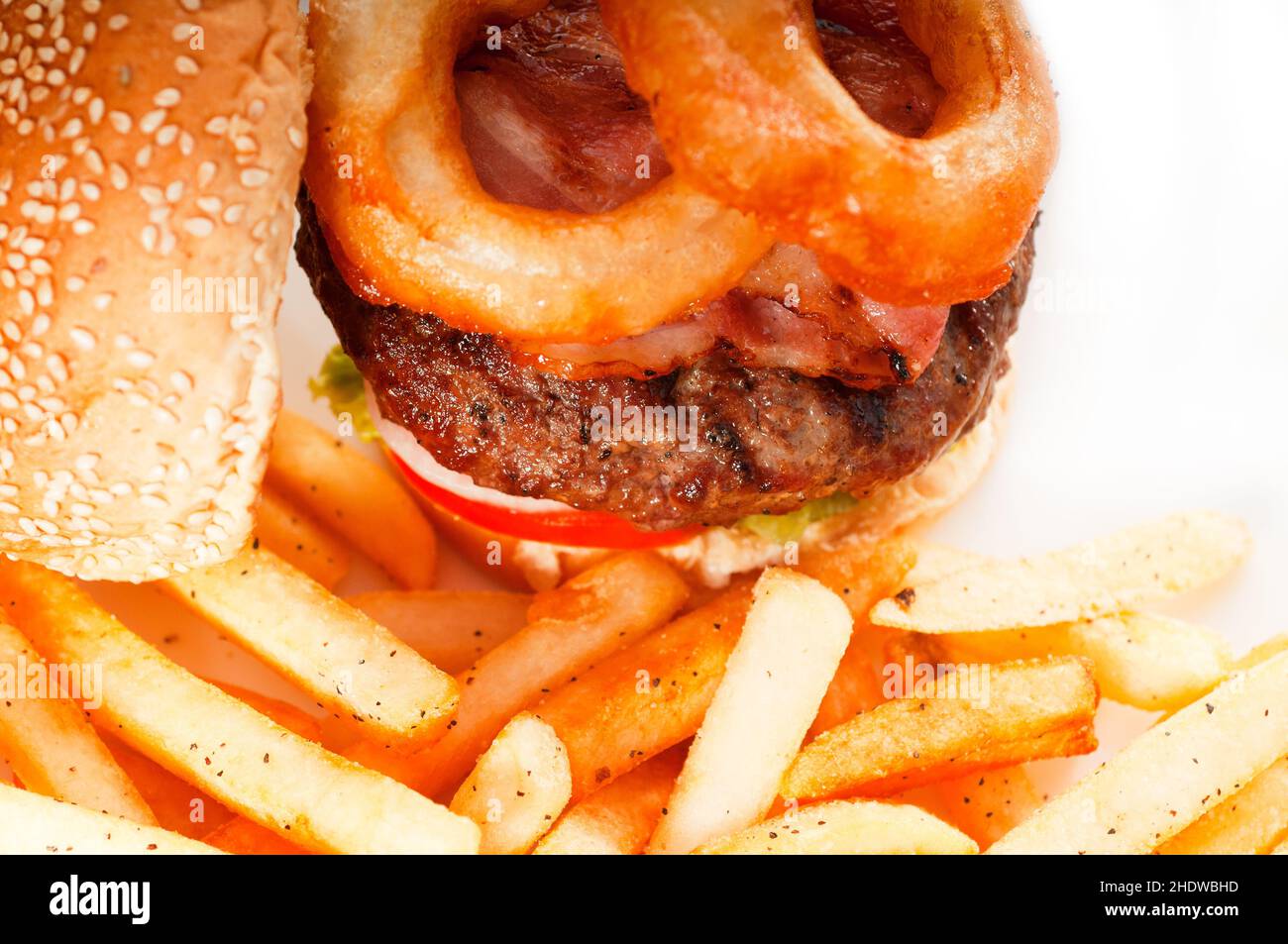 hamburger, onion rings, burger, burgers, hamburgers, onion ring Stock ...