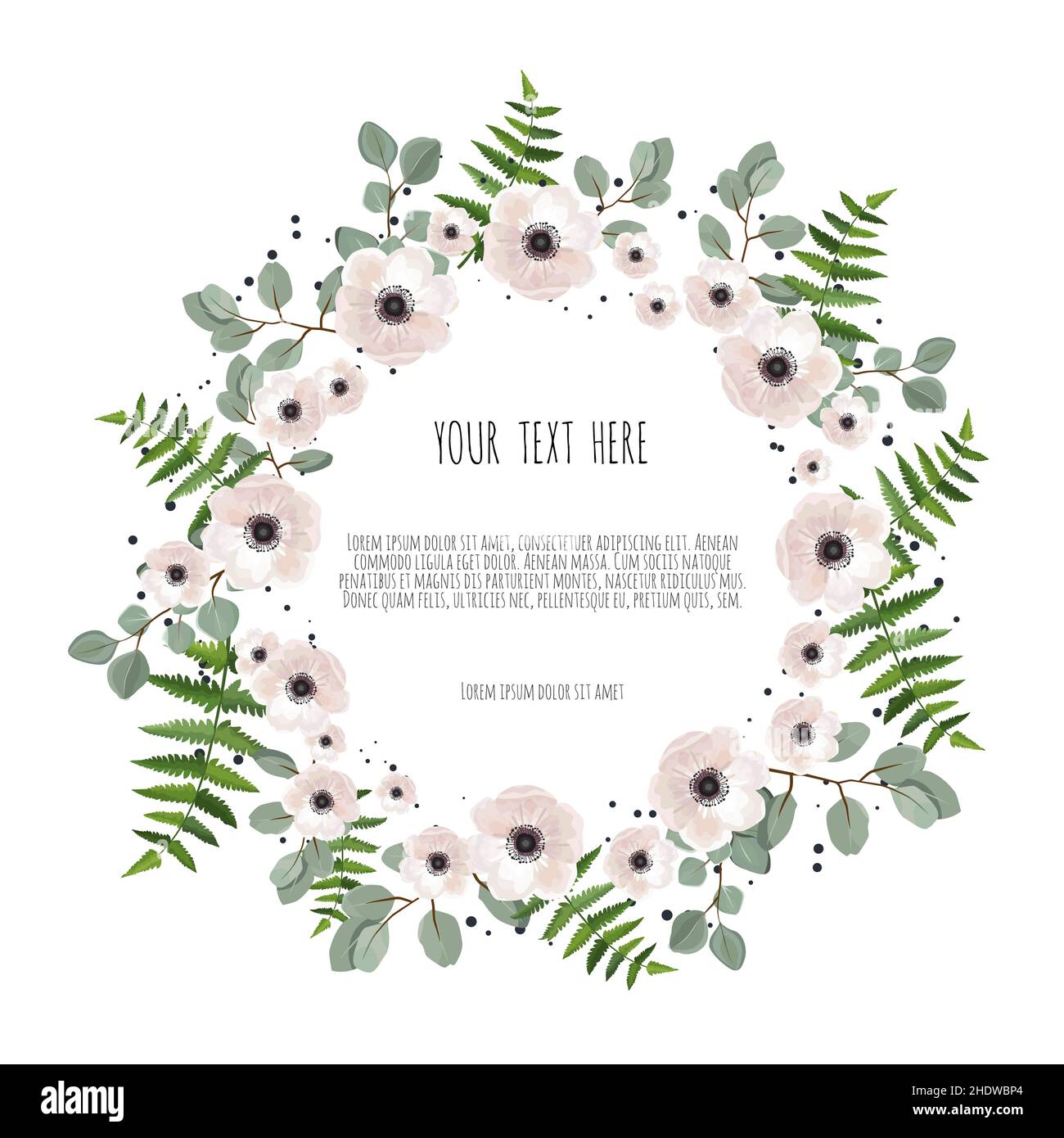 Stylish floral design round frame. Decorative print Stock Photo - Alamy