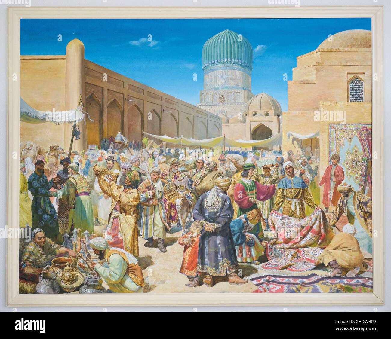 A painting that shows what the main Bazaar in Samarkand looked like ...