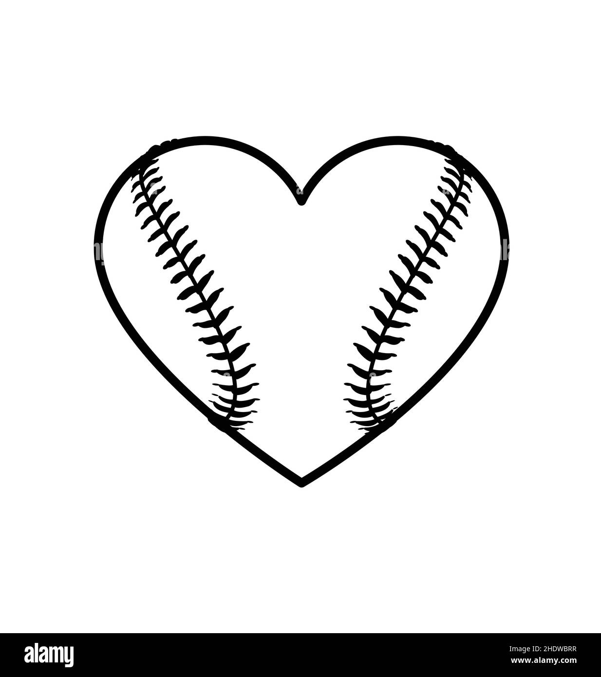 classic baseball lineart as a love heart shape icon emblem vector ...