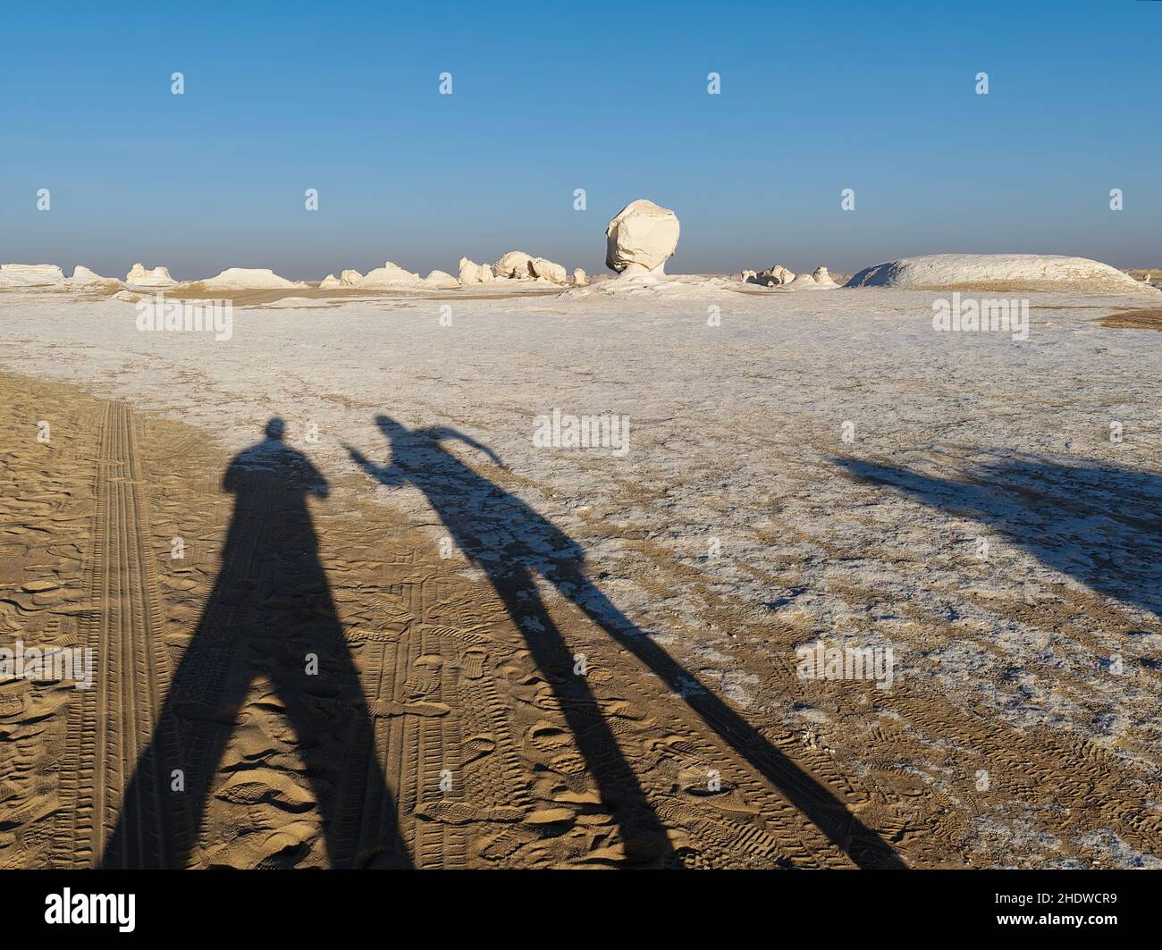 Shadows on the sands of the White Desert in Egypt Stock Photo - Alamy