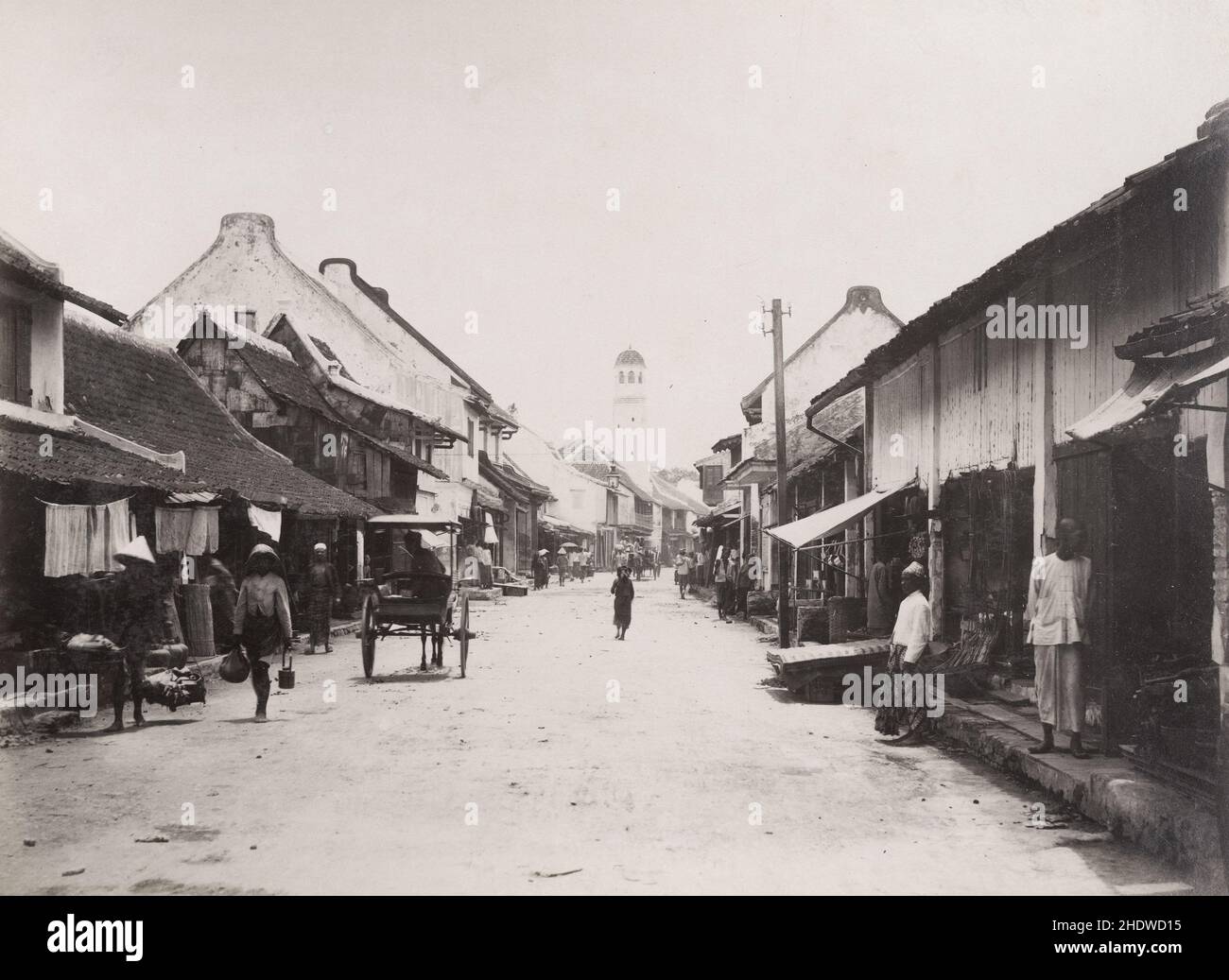 Vintage 19th century photograph: Dutch East Indies, Indonesia: street ...
