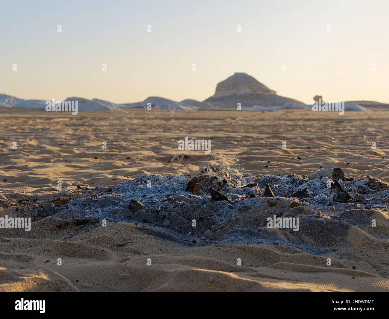 Photo of an extinguished fireplace on the sands of the White Desert in ...