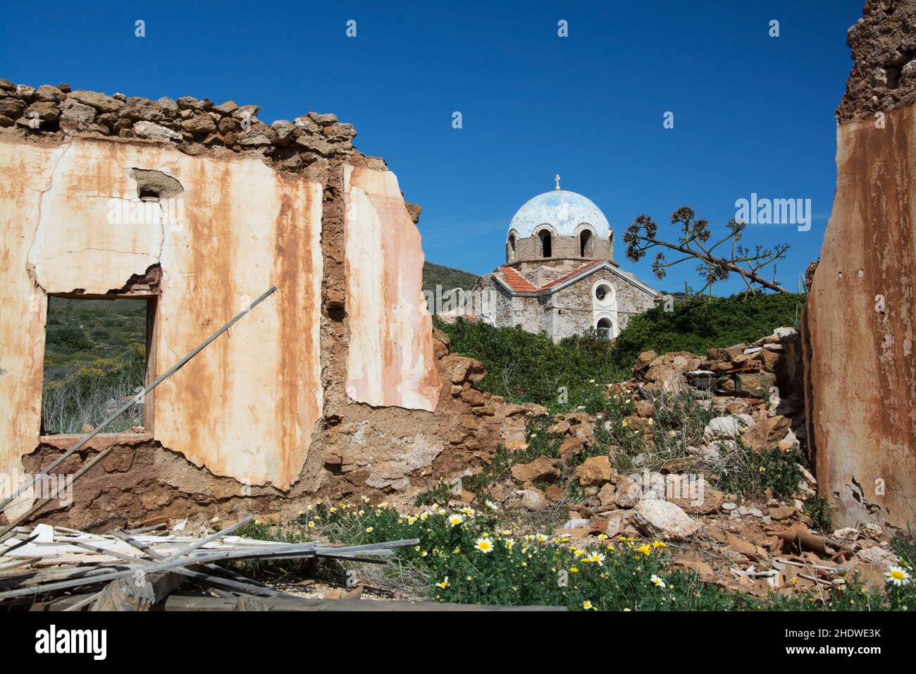 church ruin, Cape Sounion, church ruins Stock Photo - Alamy