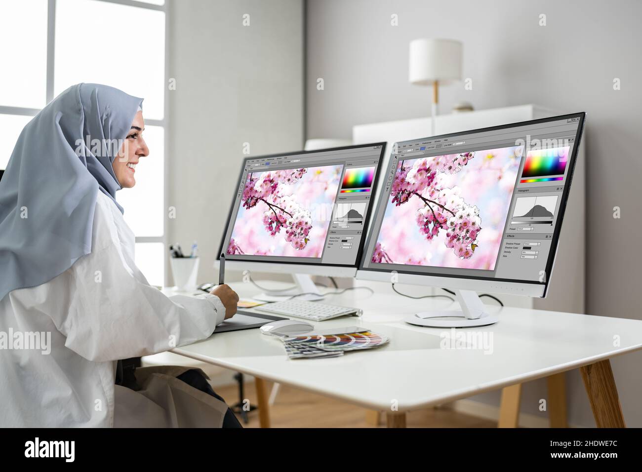 Professional Graphic Designer Woman Working On Computer Stock Photo - Alamy