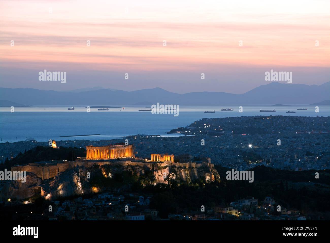 Acropolis of athens illuminated temples hi-res stock photography and images - Alamy
