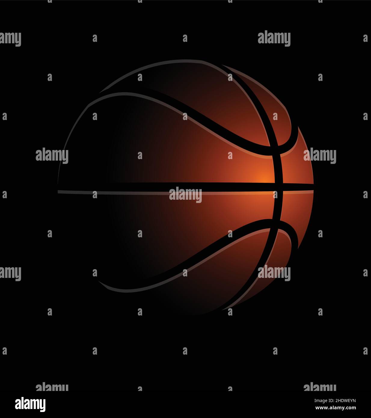 shaded stylized basketball in the dark simple illustration icon on ...
