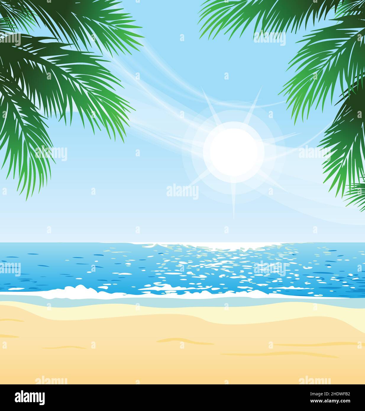 Palm trees in sunny Stock Vector Images - Alamy