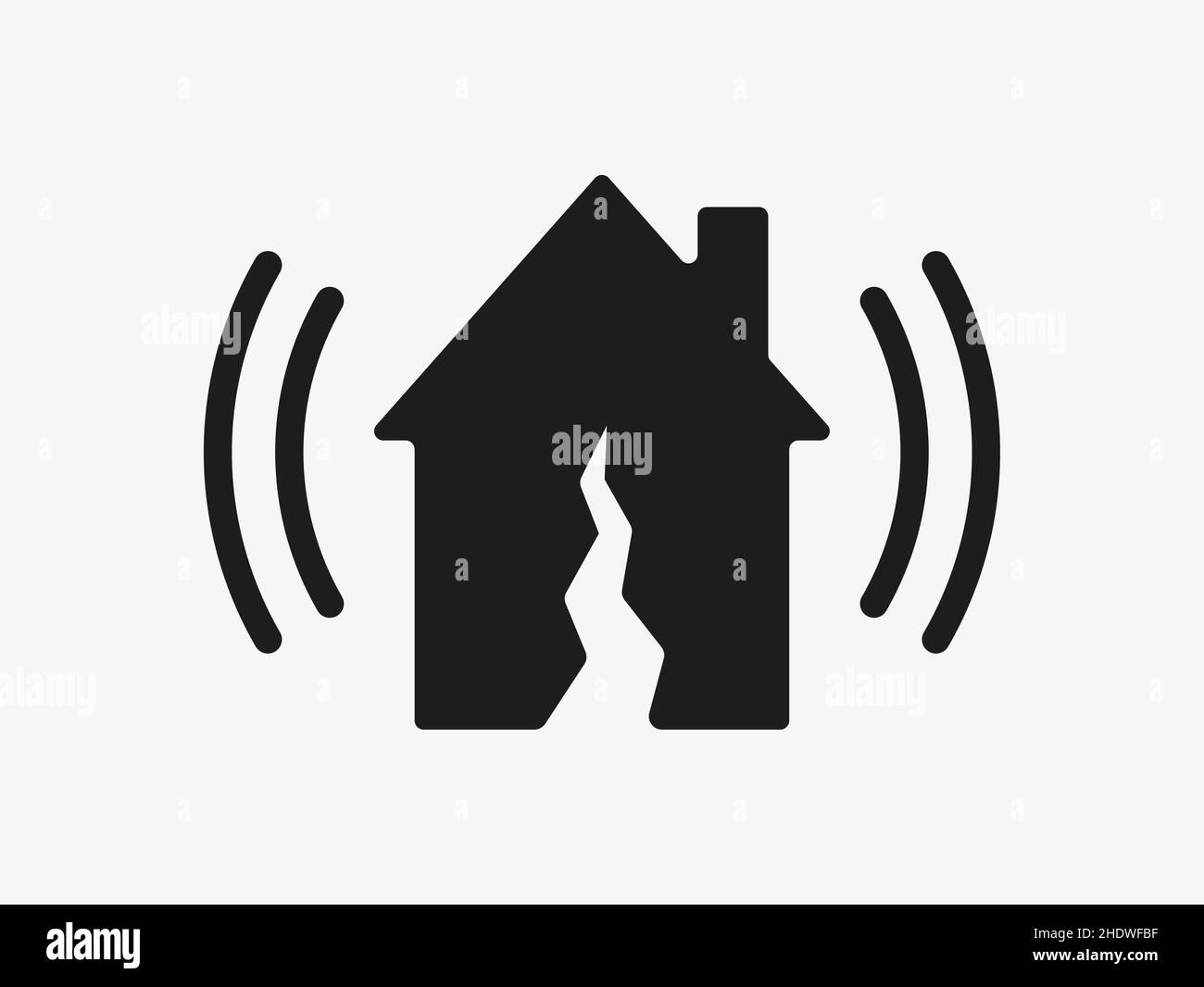 Broken building earthquake icon Cut Out Stock Images & Pictures - Alamy
