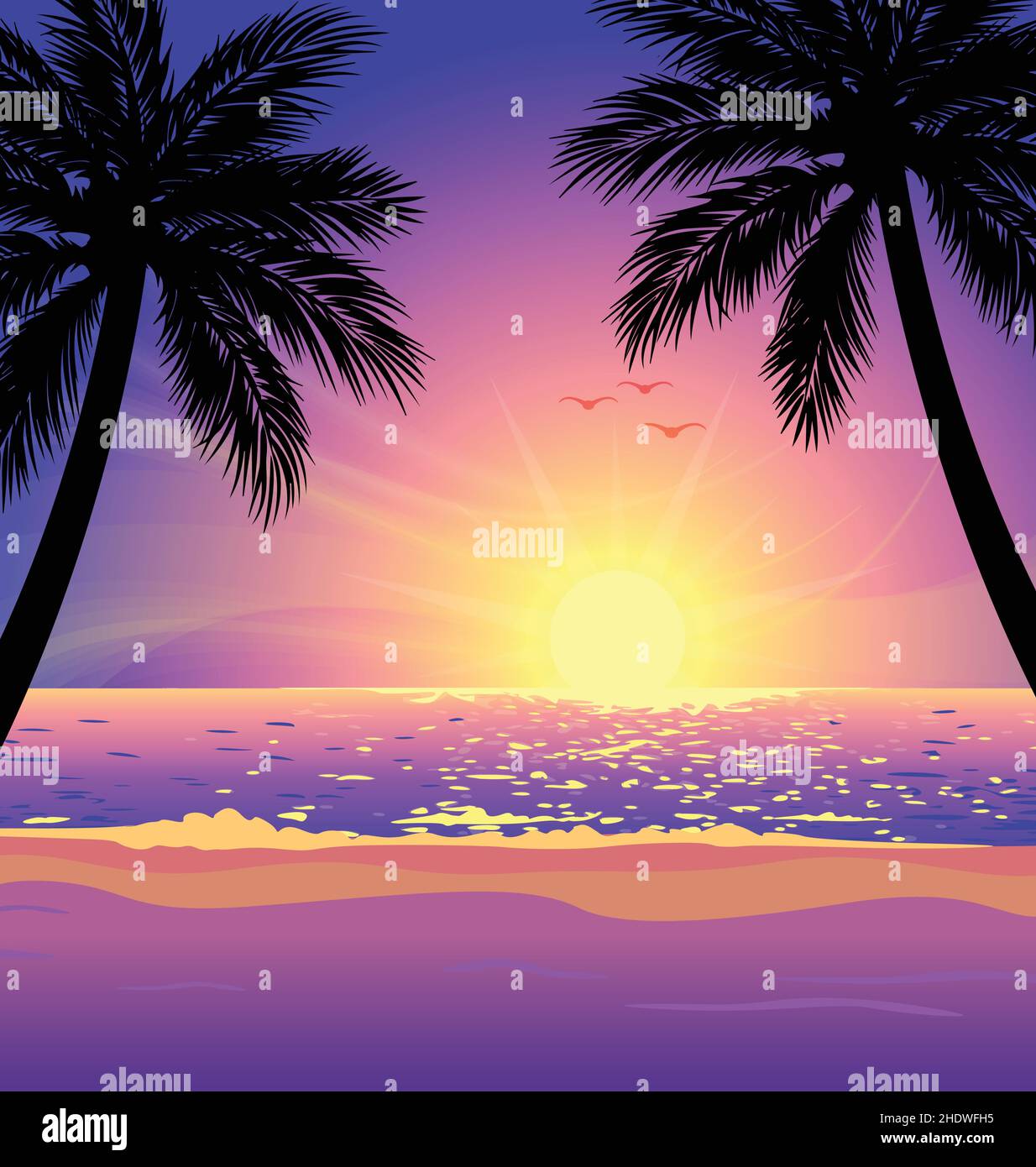 Beach in foreground Stock Vector Images - Alamy