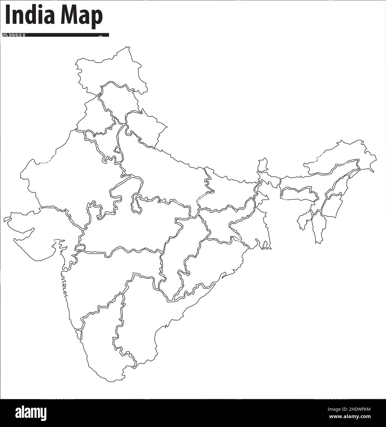 Indian New Map Black and White Stock Photos & Images - Alamy