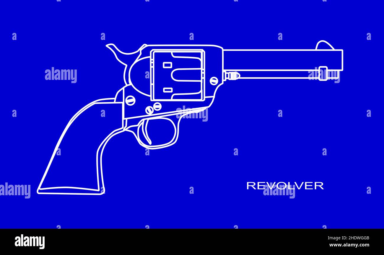 Typical revolver pistol in blueprint style Stock Photo - Alamy