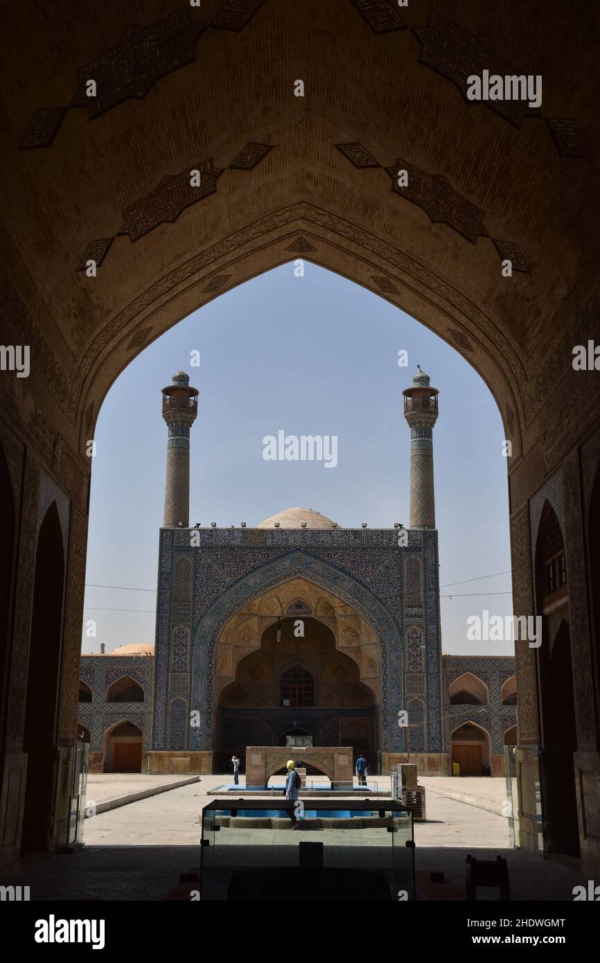 South iwan of the courtyard (leading to the mihrab chamber) of Jameh ...