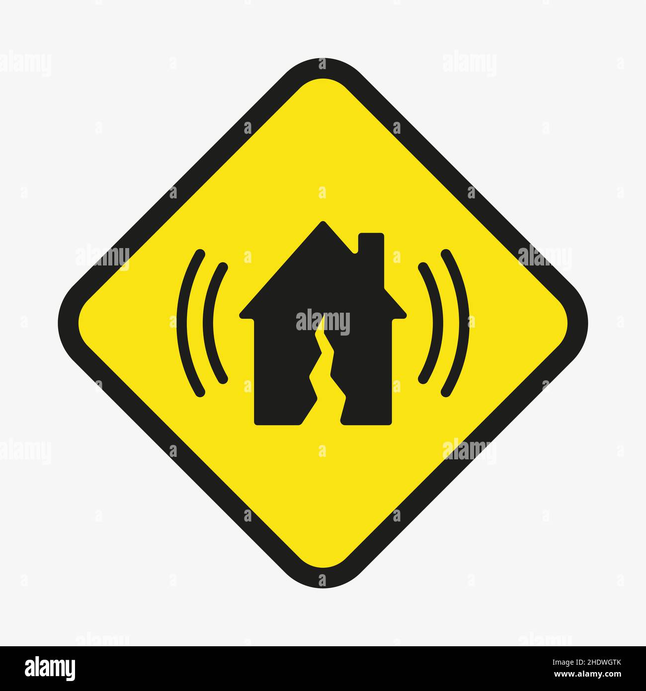 Vector Symbol Of Earthquake Warning Yellow Sign Stock Vector Image And Art Alamy