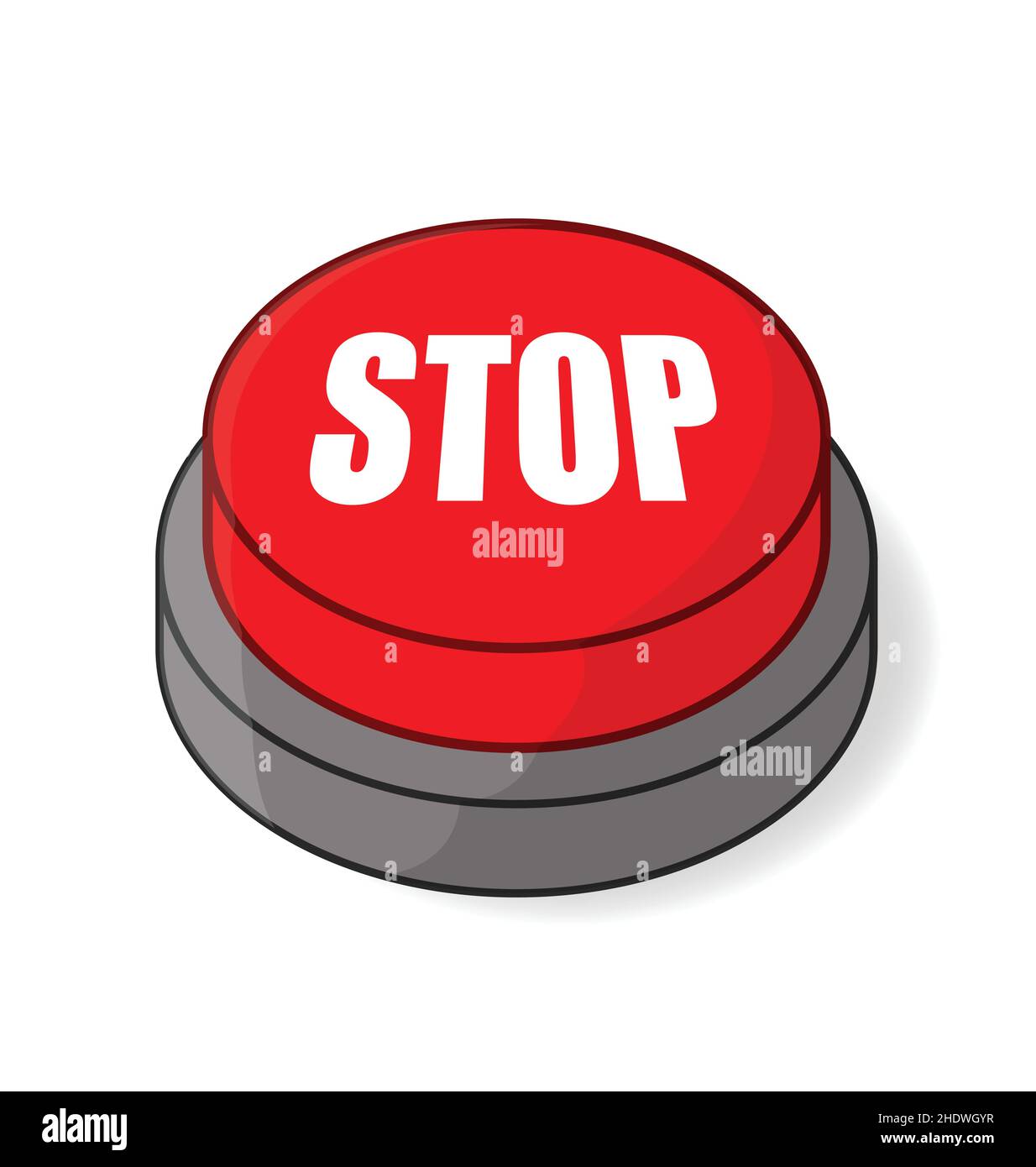 Big Red Stop Button simple cartoon image icon isometric view isolated ...