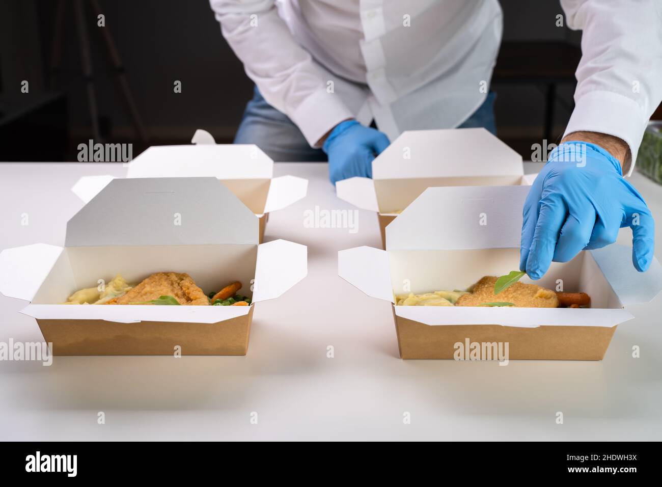 Cooking Restaurant Meal For Delivery. Fresh Food Cuisine Stock Photo ...