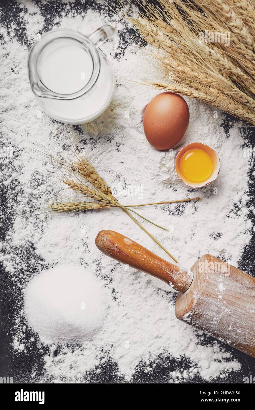 milk, flour, baking ingredients, milks, flours, ingredient Stock Photo ...