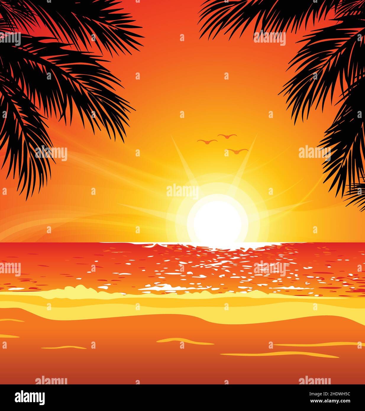 Beautiful sunset bay in Stock Vector Images - Alamy