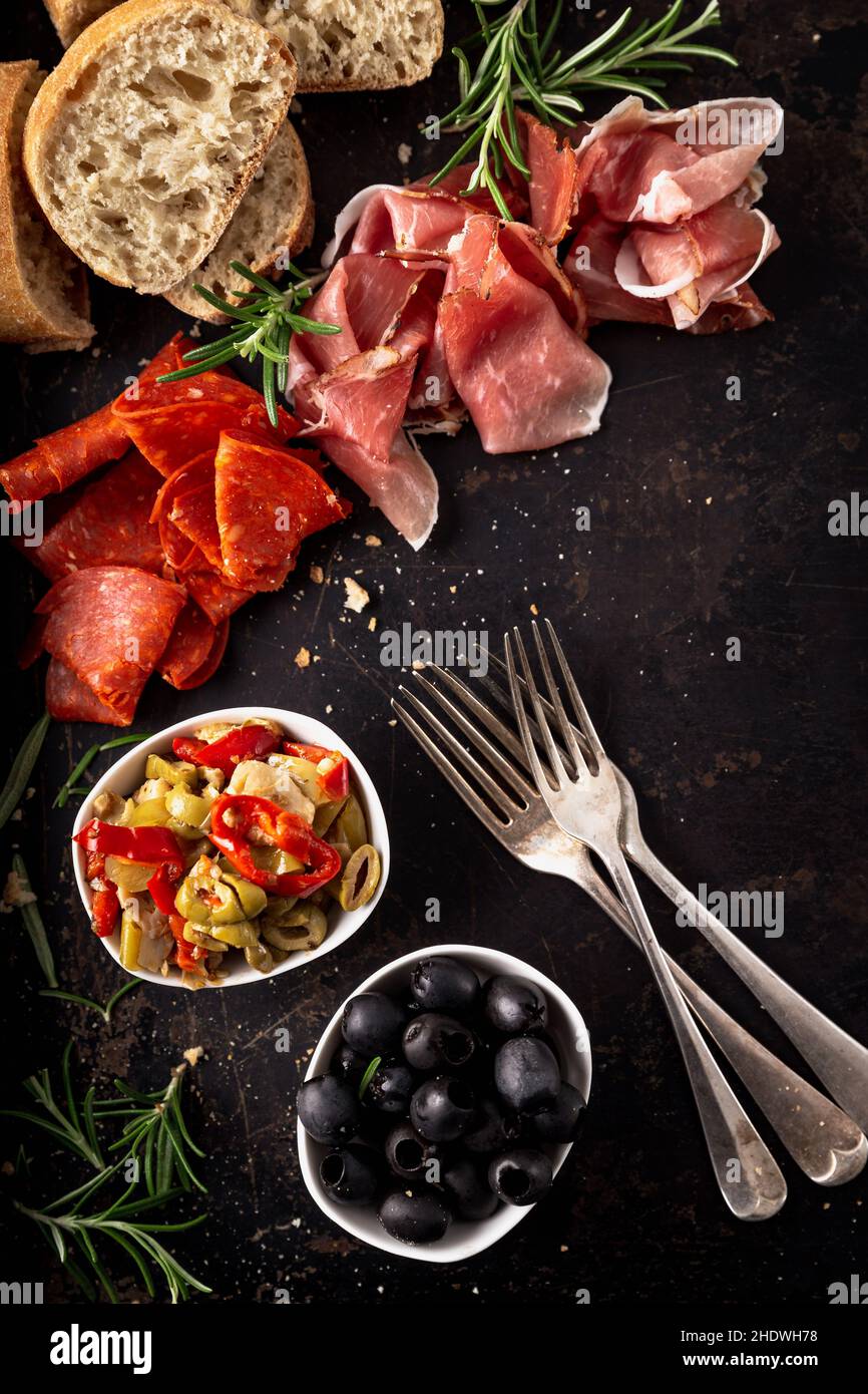 salami, parma ham, antipasto, salamis, parma hams, antipastos Stock ...