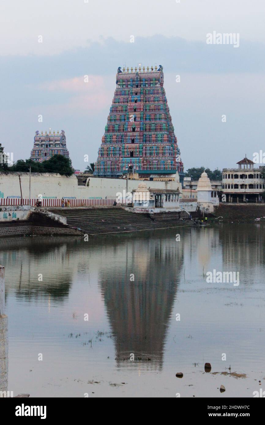 Temple Tower reflection in Water Stock Photo - Alamy