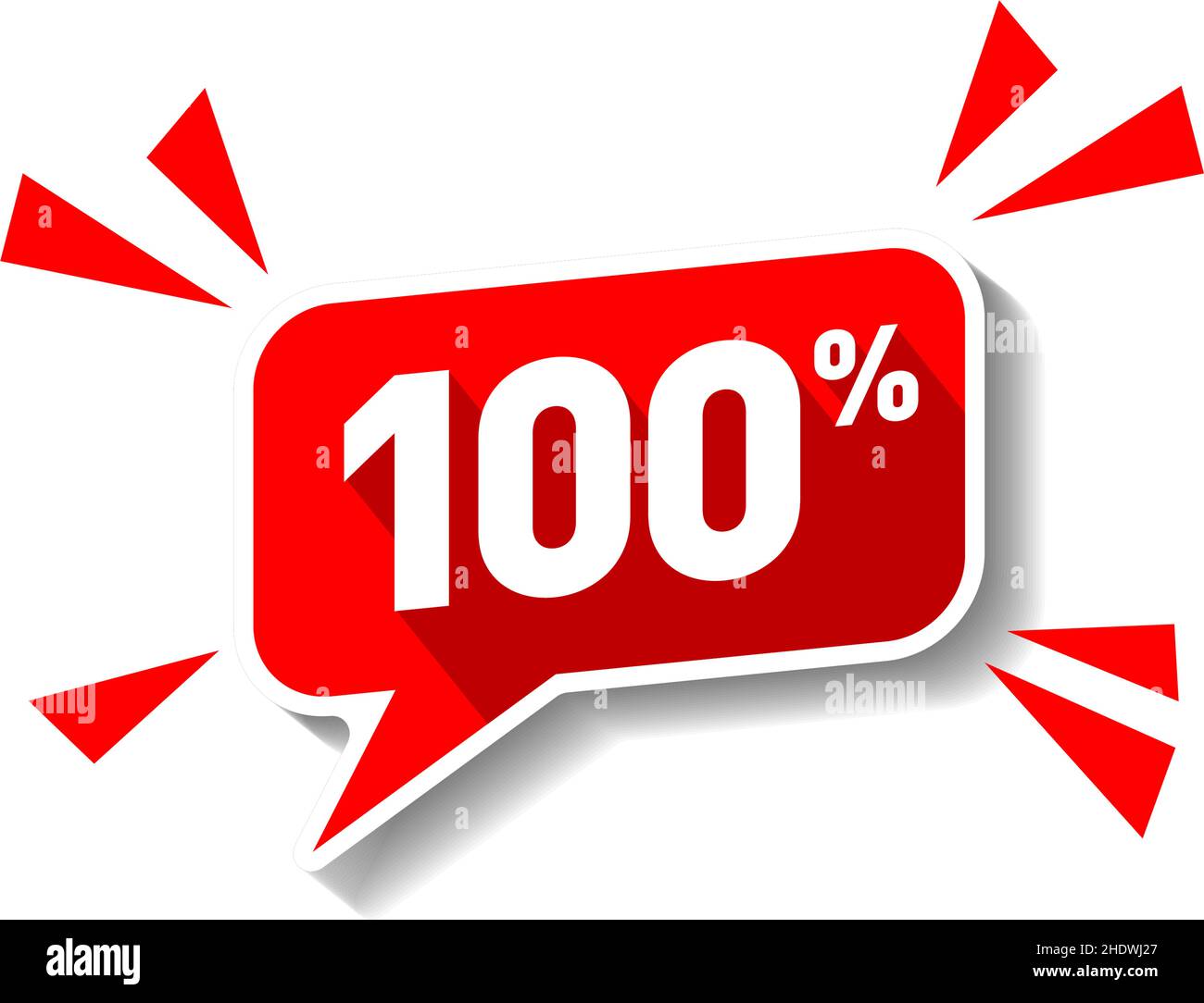 Red speech bubble 100 Percent off Sign. Special Offer 100% Discount Tag ...