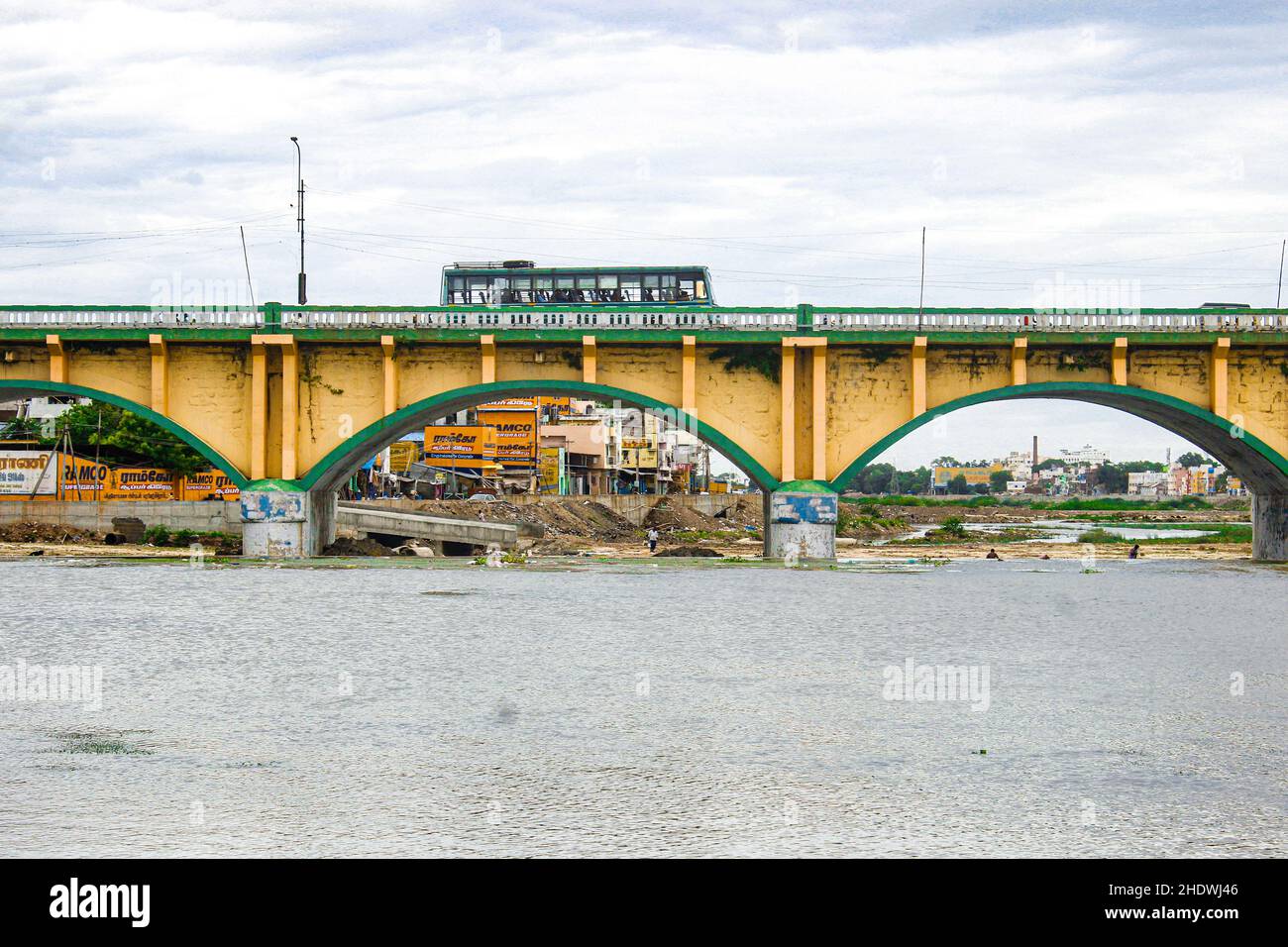 Bus in the Bridge Stock Photo - Alamy