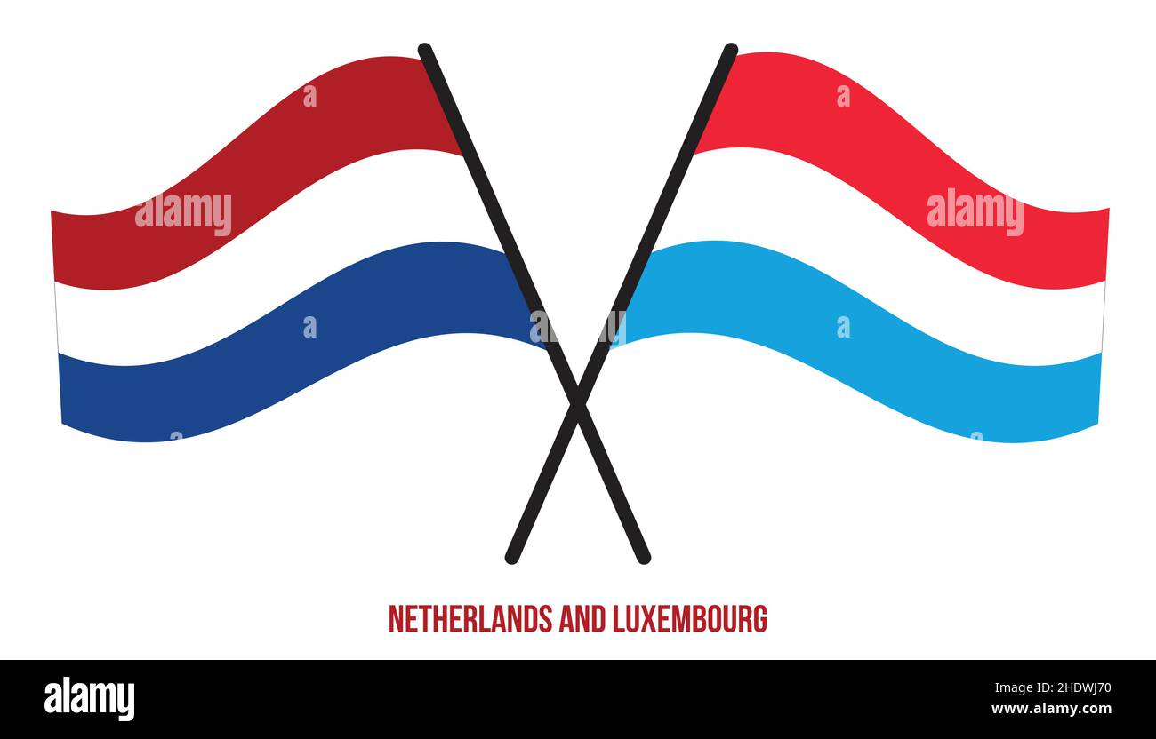 Netherlands and Luxembourg Flags Crossed And Waving Flat Style ...