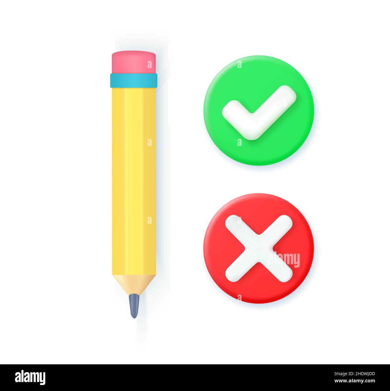 pencil with tick and cross icon Stock Vector Image & Art - Alamy