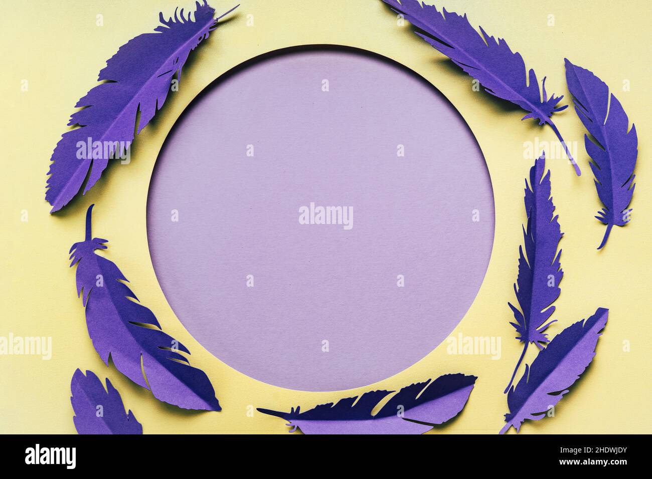 Very pery color of the year 2022. Creative feather layout Stock Photo ...