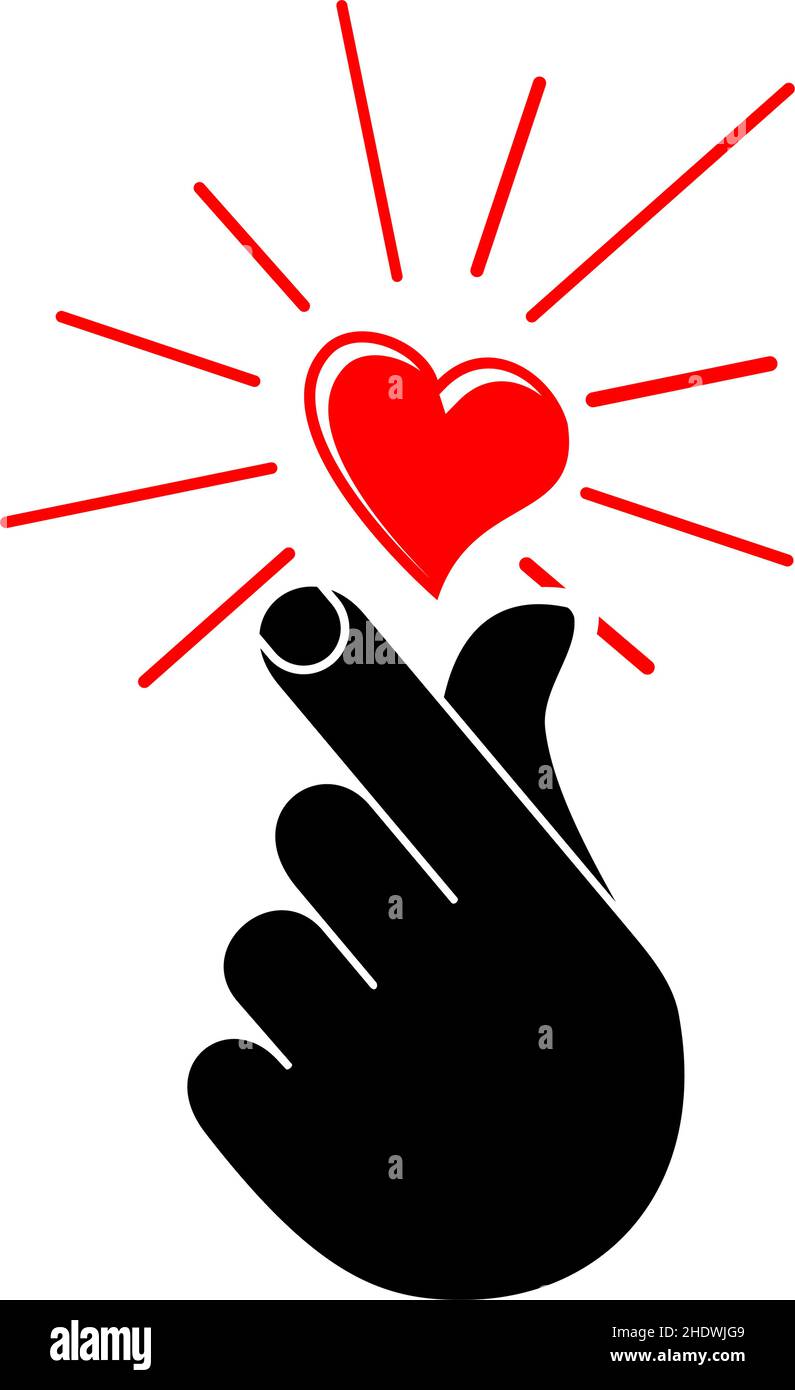 Hand fingers make heart form icon. Vector template on transparent ...