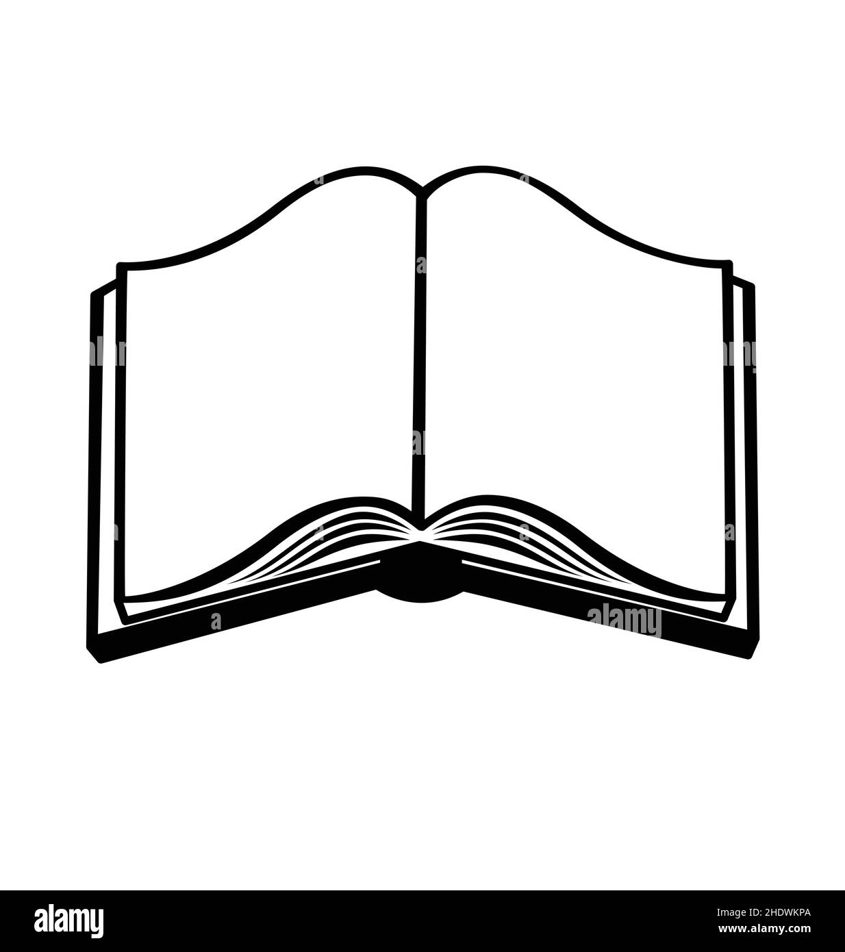 cartoon open book black and white element vector isolated on white ...