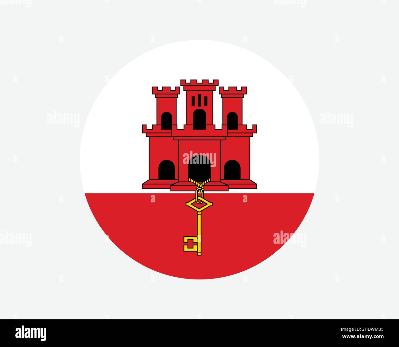Gibraltar Round Flag. Gibraltar Circle Flag. British Overseas Territory ...