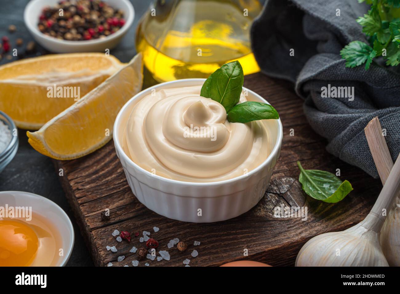 Mayonnaise ingredients on white hi-res stock photography and images - Alamy