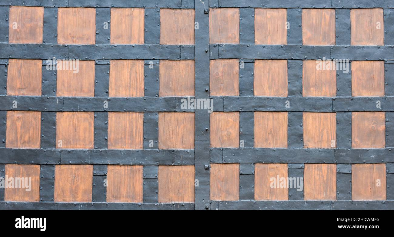 wood, iron mounting, mesh pattern, woodland, woodlands, woods Stock ...