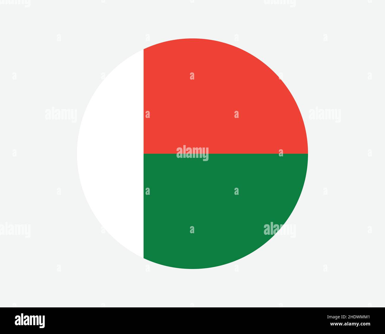 Madagascar Round Country Flag. Malagasy Circle National Flag. Republic ...