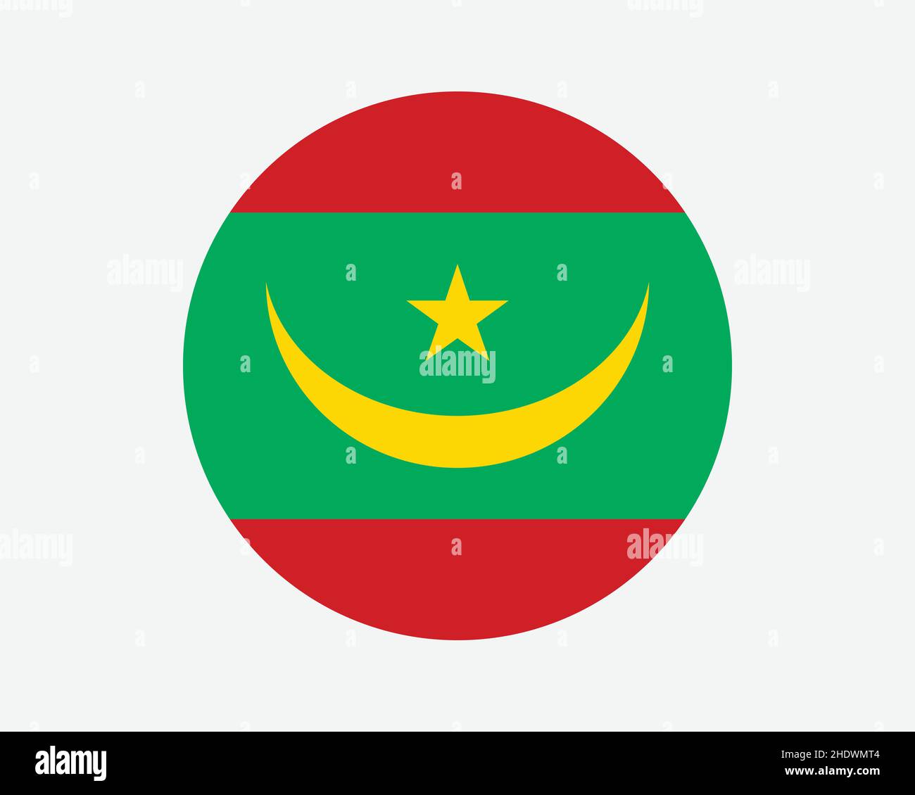 Mauritania Round Country Flag Mauritanian Circle National Flag